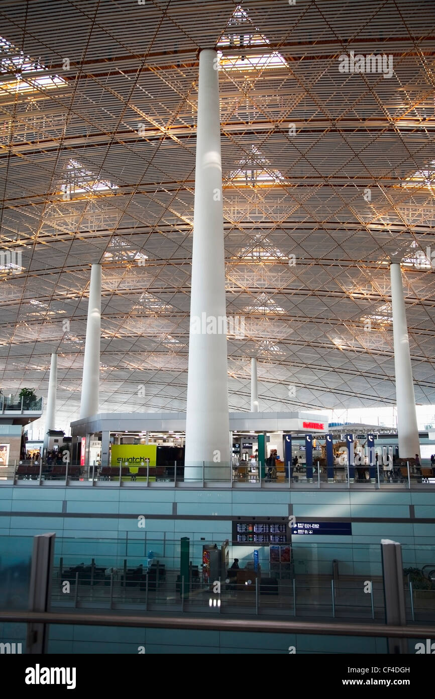 Columns Rise To A Vaulted Roof In The Beijing Airport; Beijing China ...