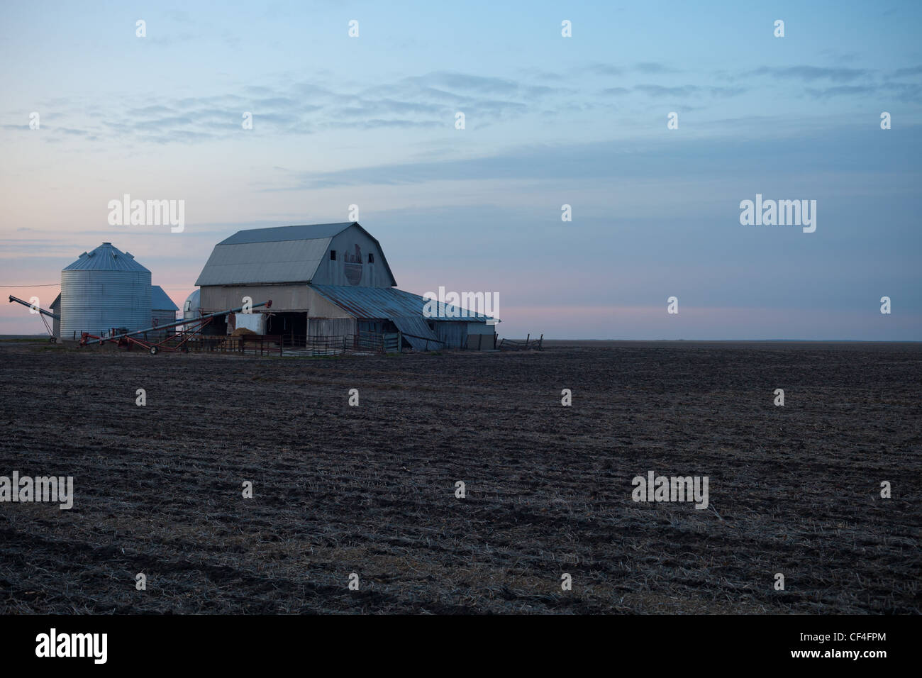 A large barn in an empty field in rural Illinois during winter Stock ...
