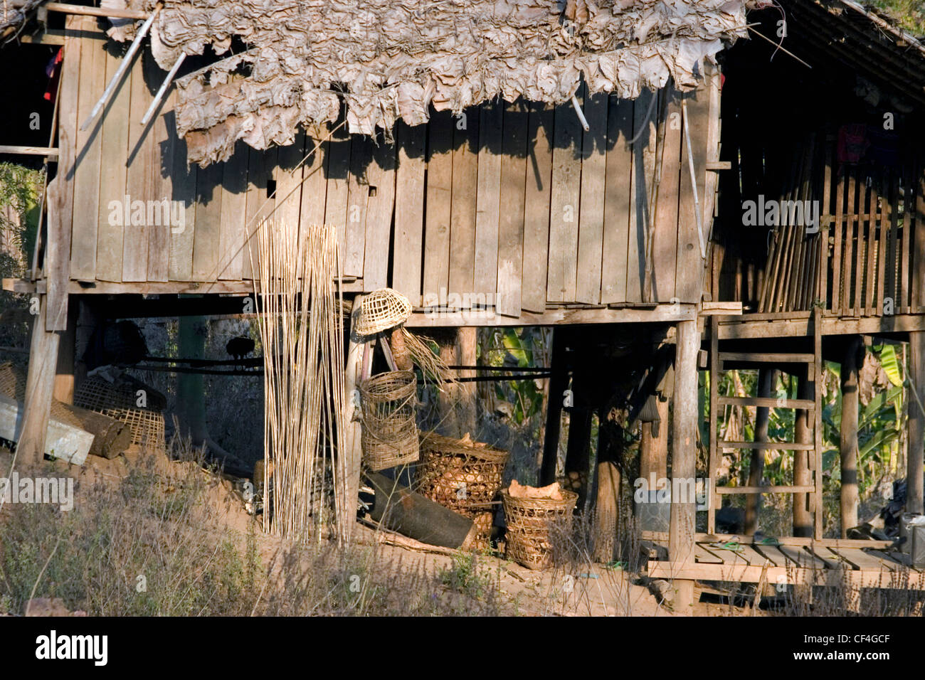 A farm house serves a family of subsistence farmers in the rural ...