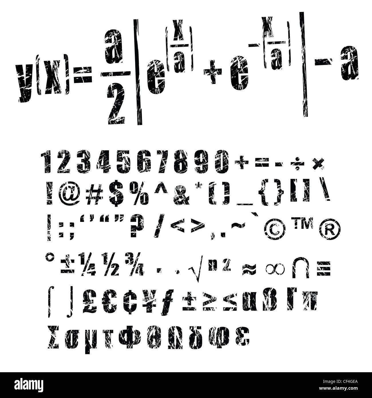grunge style numbers and symbols for mathematics formula Stock Photo ...