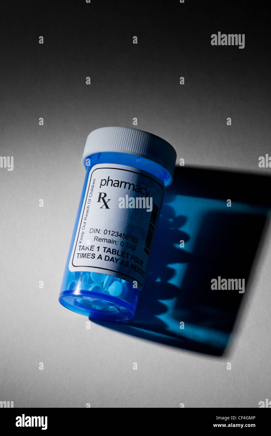 Blue Pill Bottle, concept for Healthcare And Medicine Stock Photo - Alamy
