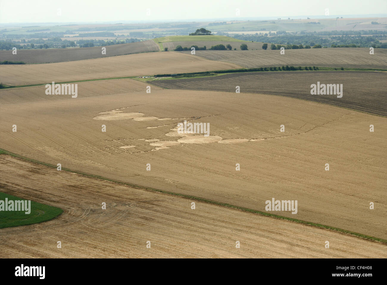 A crop circle formed in a field at Knapp Hill Stock Photo - Alamy