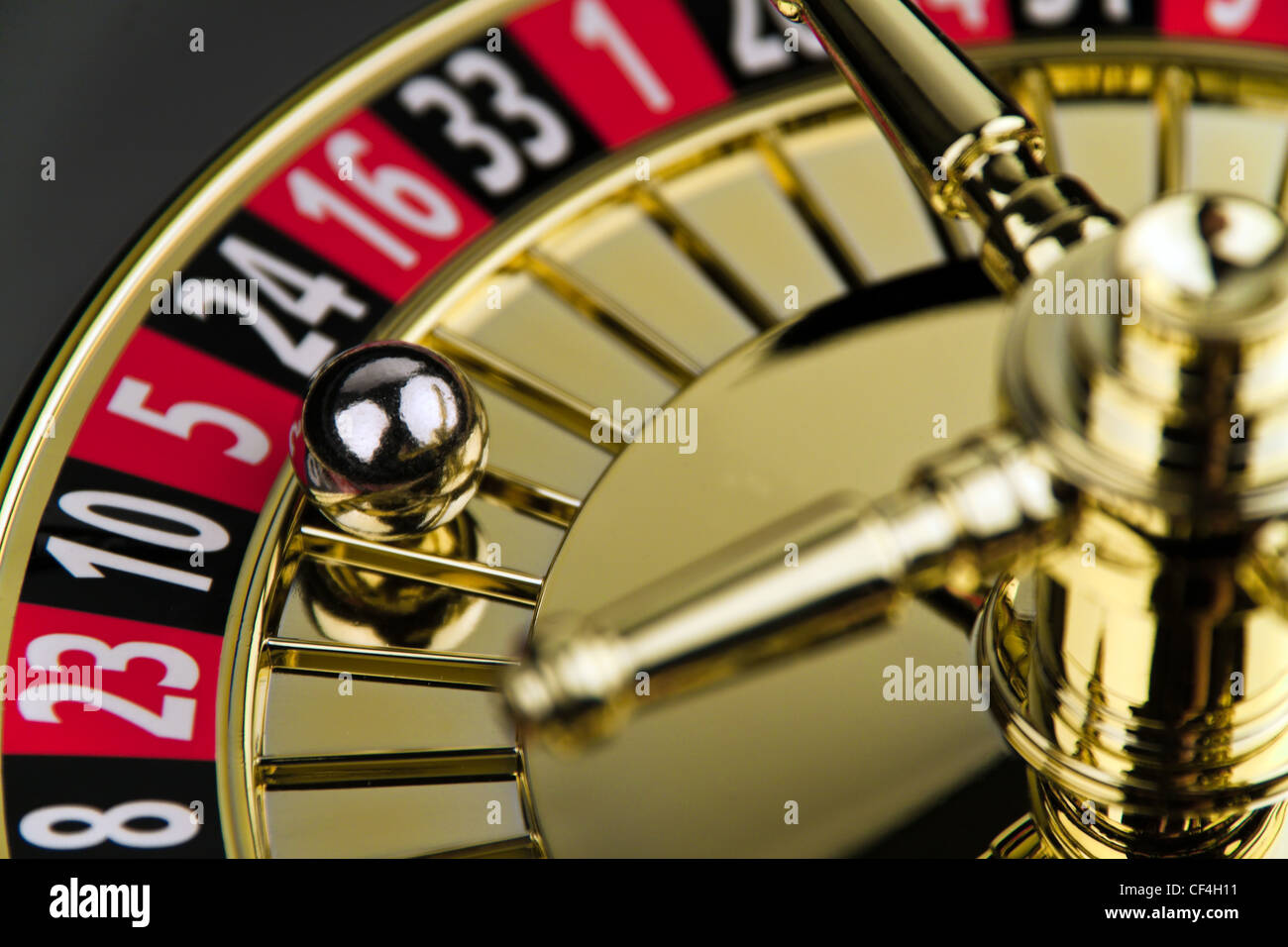 cylinder of a roulette game of chance with ball Stock Photo - Alamy