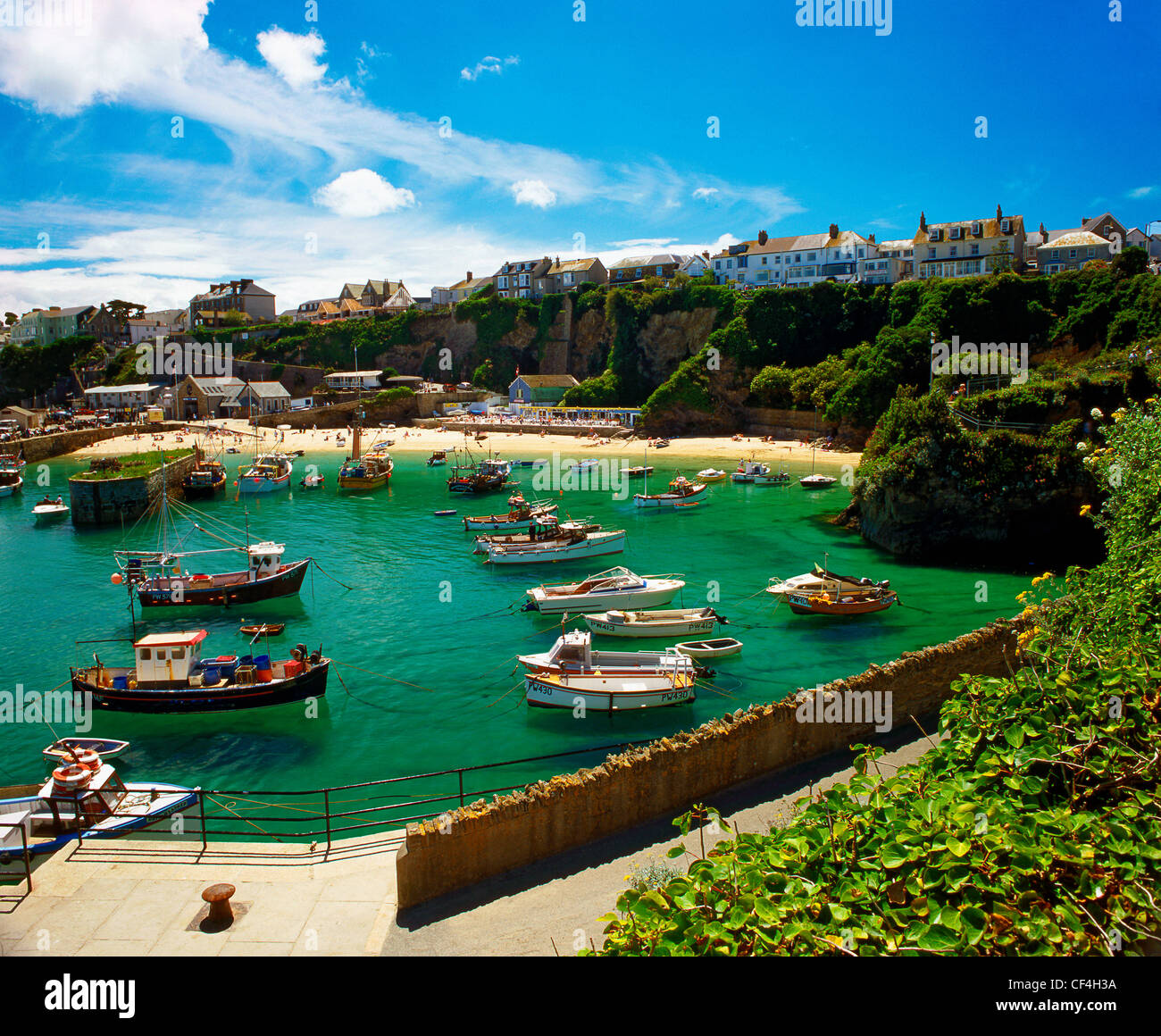 The 17th century harbour at Newquay. The harbour was central to the ...