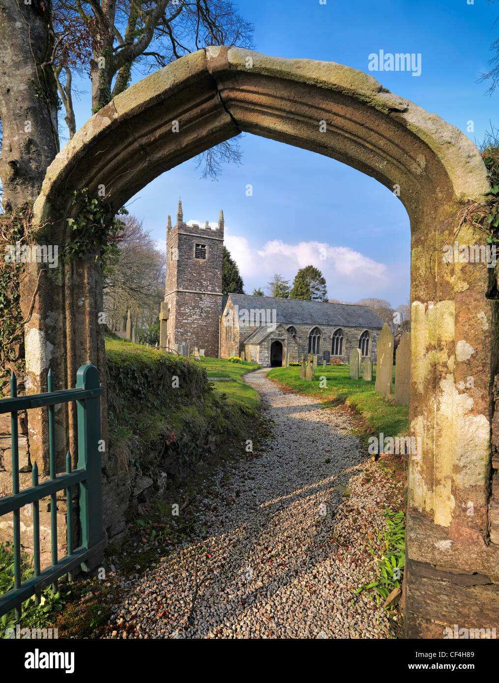 Path leading through the churchyard to Braddock Church, dedicated to St ...