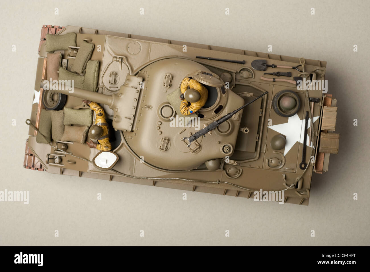 Sherman A4 tank in second world war US colours, seen from above Stock ...