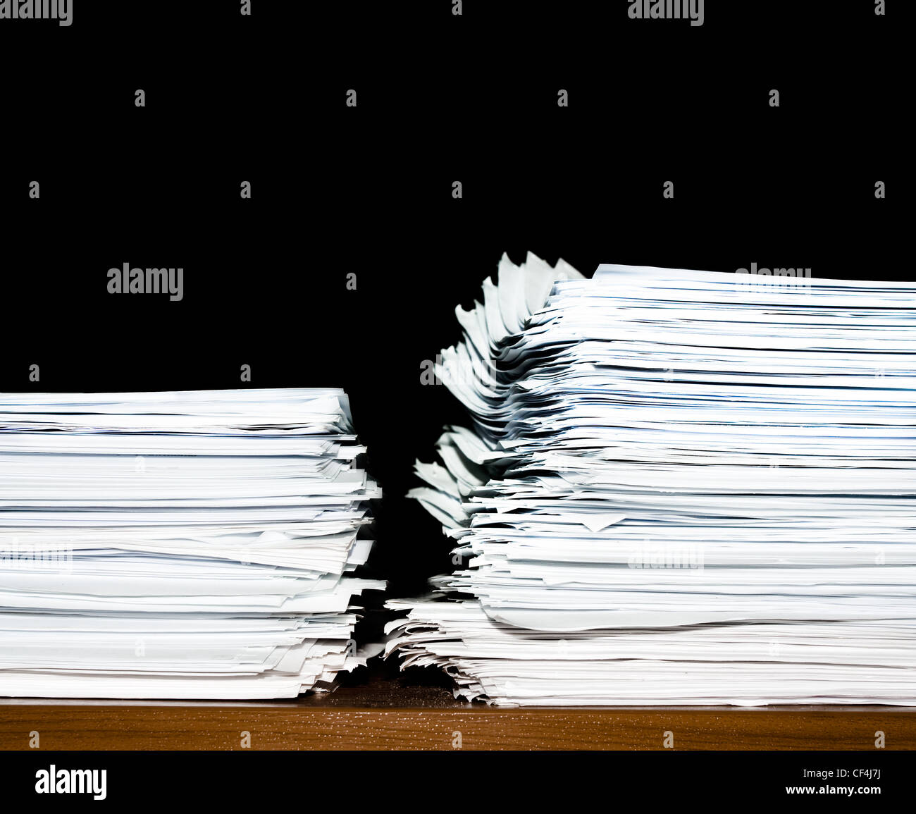heap, stack of documents or files, overload of paperwork on black ...