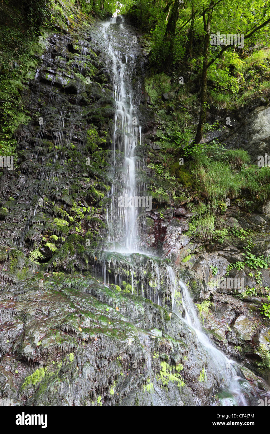 beautiful hilly waterfall. splashes of water. focus in center of image ...