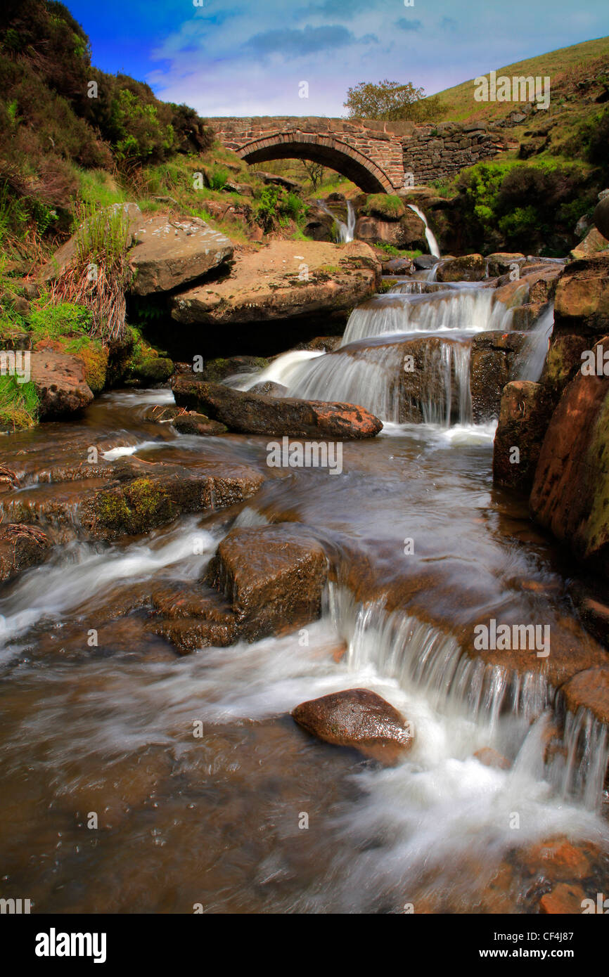 Three Shire's Head on the River Dane, the point on Axe Moor where three ...