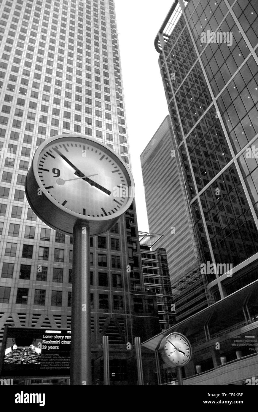 Clocks at Canada Square. Canada Square is a public square surrounded by ...