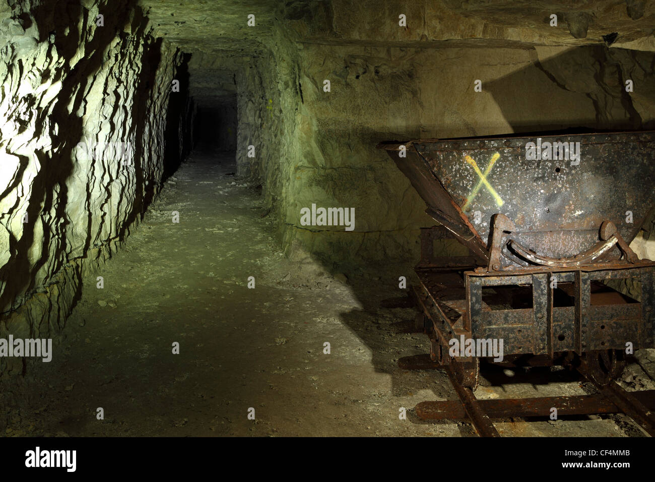 A hand-pushed cart in Wellington Quarry in Arras, France Stock Photo ...