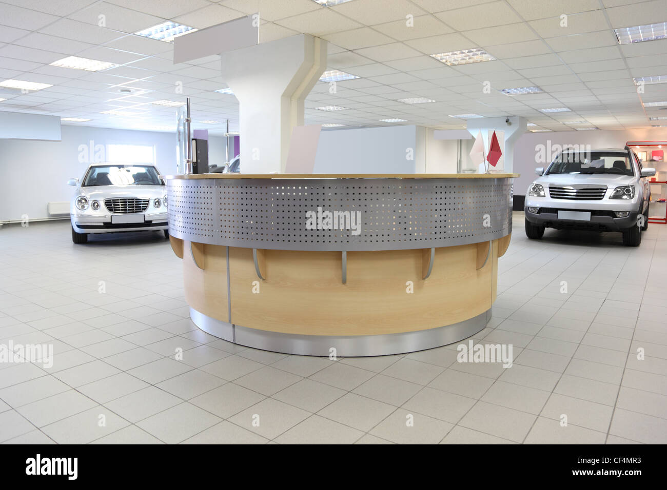 consultation chamber for automobile buyers, reception hall with white ...