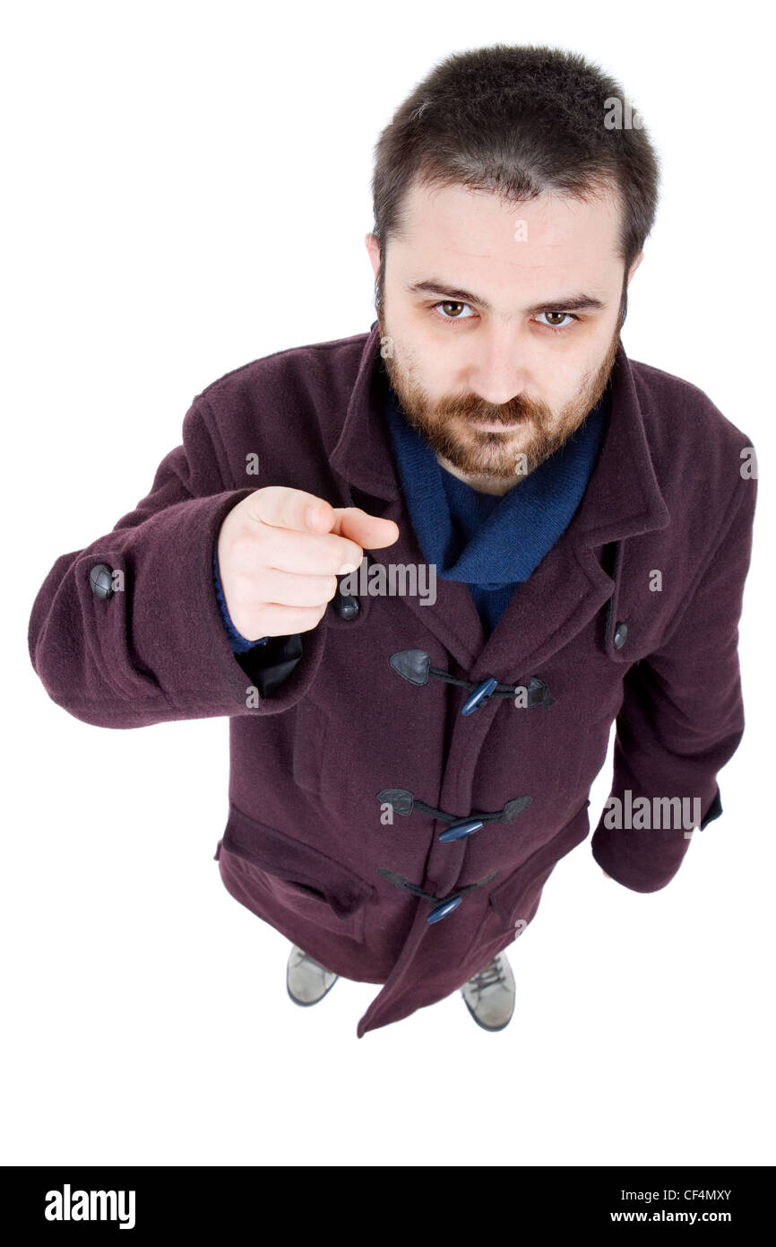 young casual man full body, pointing, isolated on white Stock Photo - Alamy