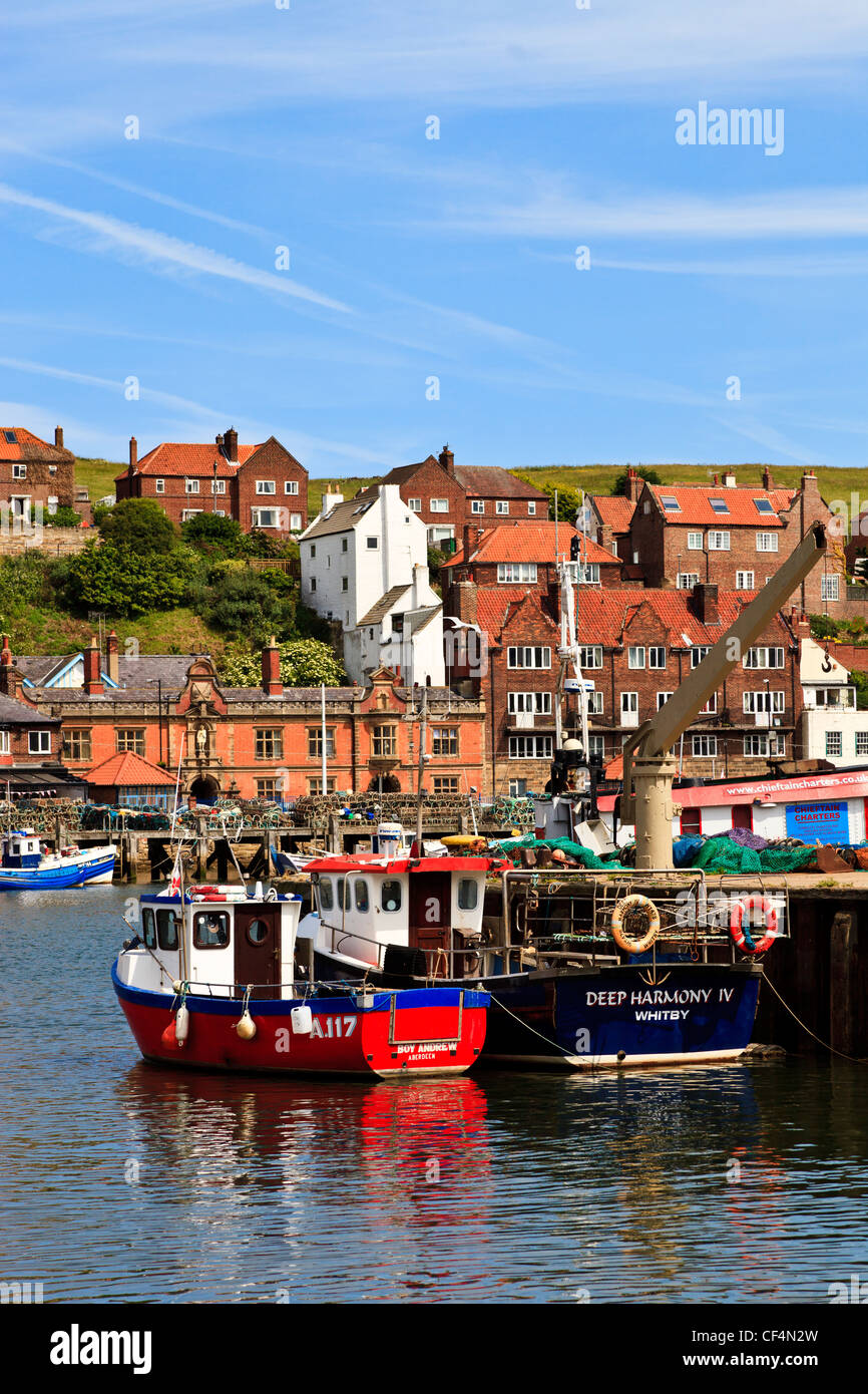Fishing boats in the upper Harbour at Whitby Stock Photo - Alamy
