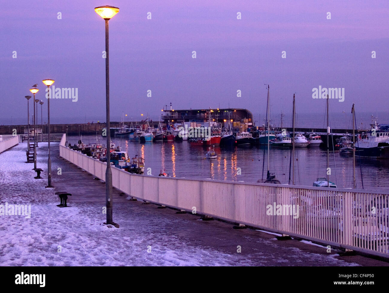 A snowy Bridlington Harbour, East Yorkshire Stock Photo - Alamy
