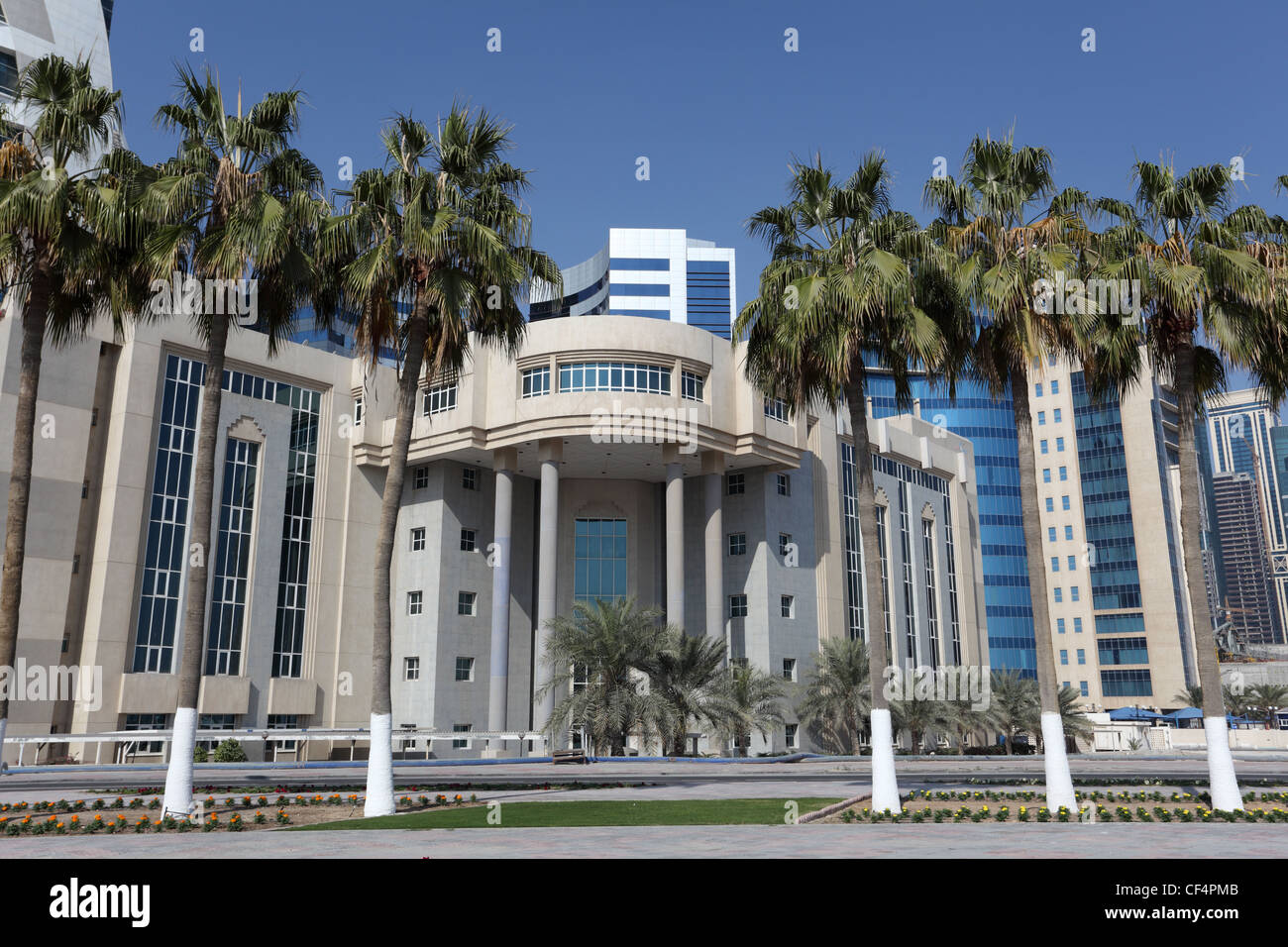 Palm Trees in Doha downtown district, Qatar Stock Photo - Alamy