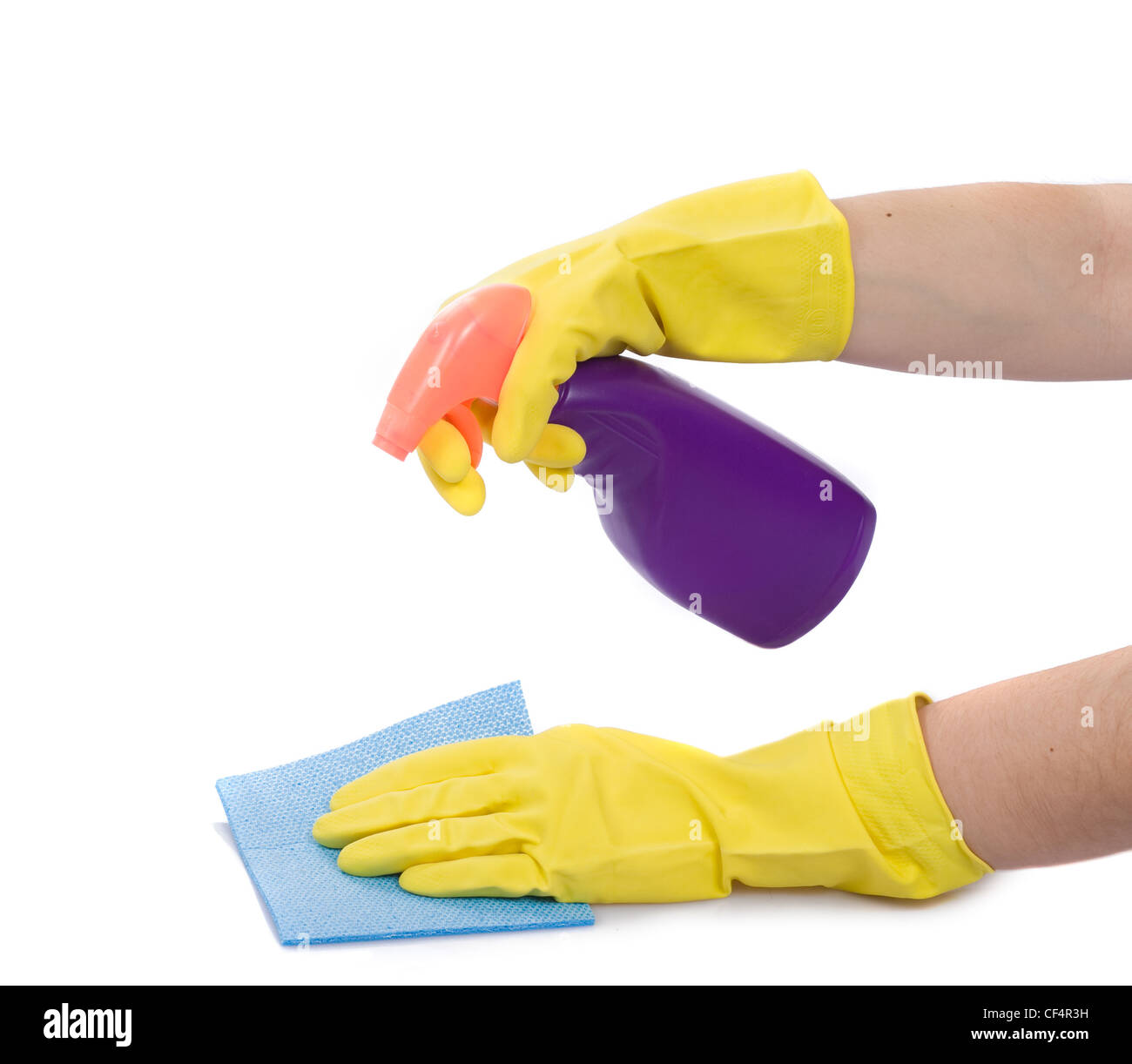 Hand with spray bottle Stock Photo - Alamy