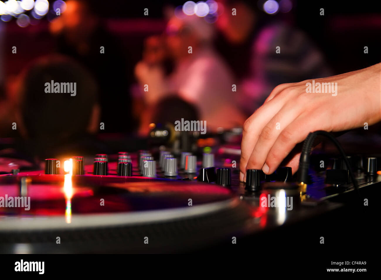 Djs hands music mixer hi-res stock photography and images - Alamy