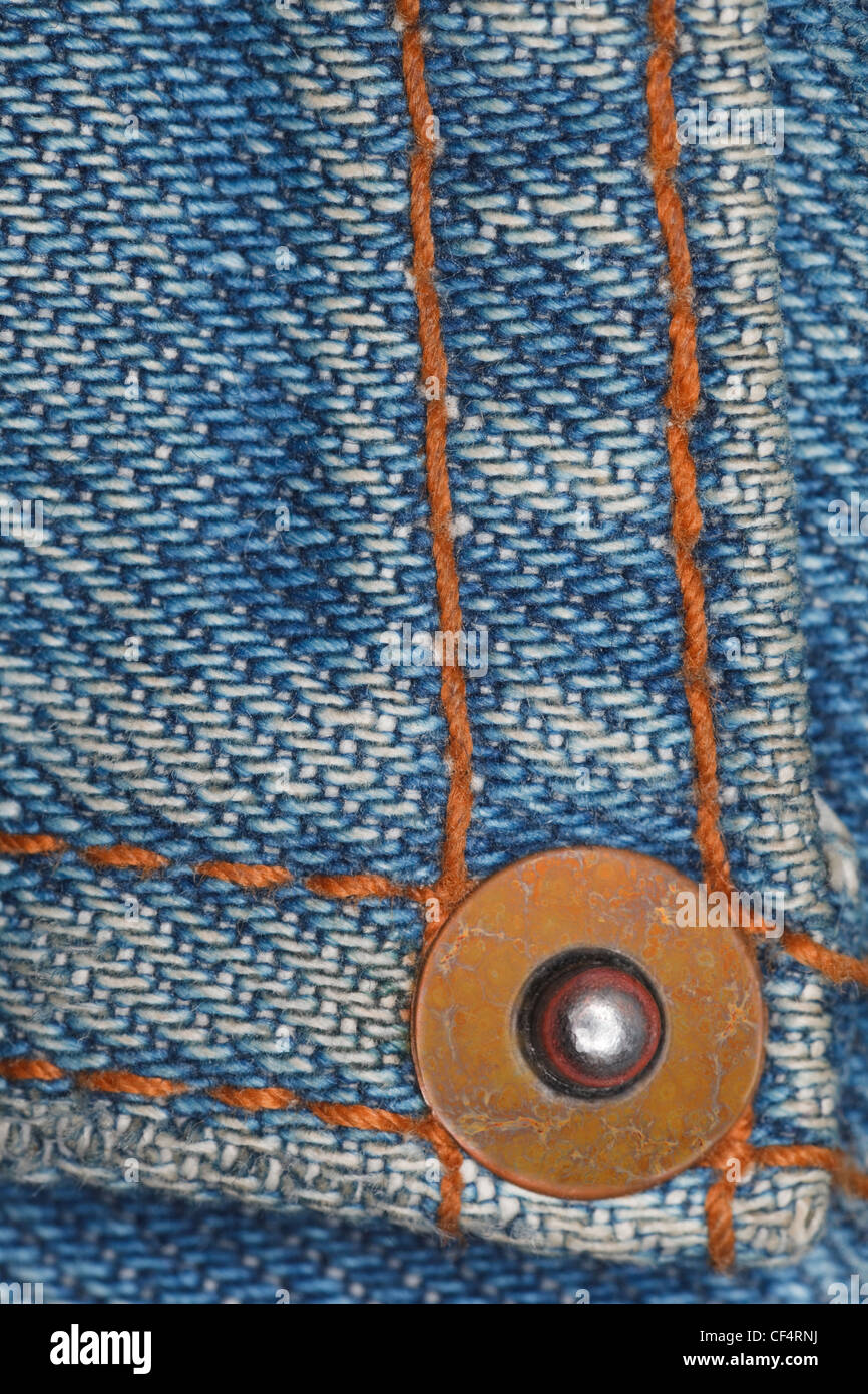 wear a piece of blue denim structure of the yellow lines and rivet ...