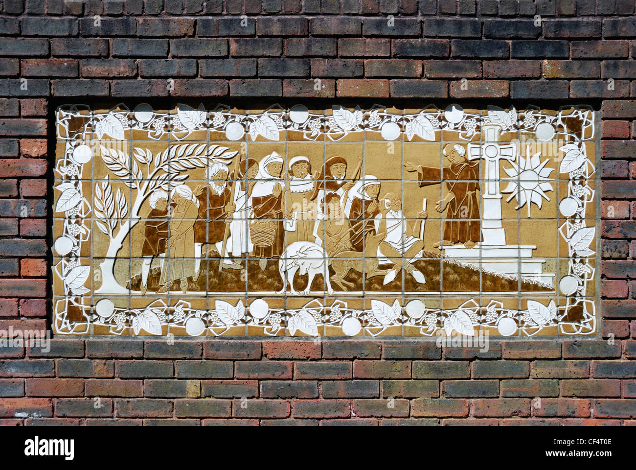 A tiled mural marking the site of a Franciscan Priory in Southampton ...