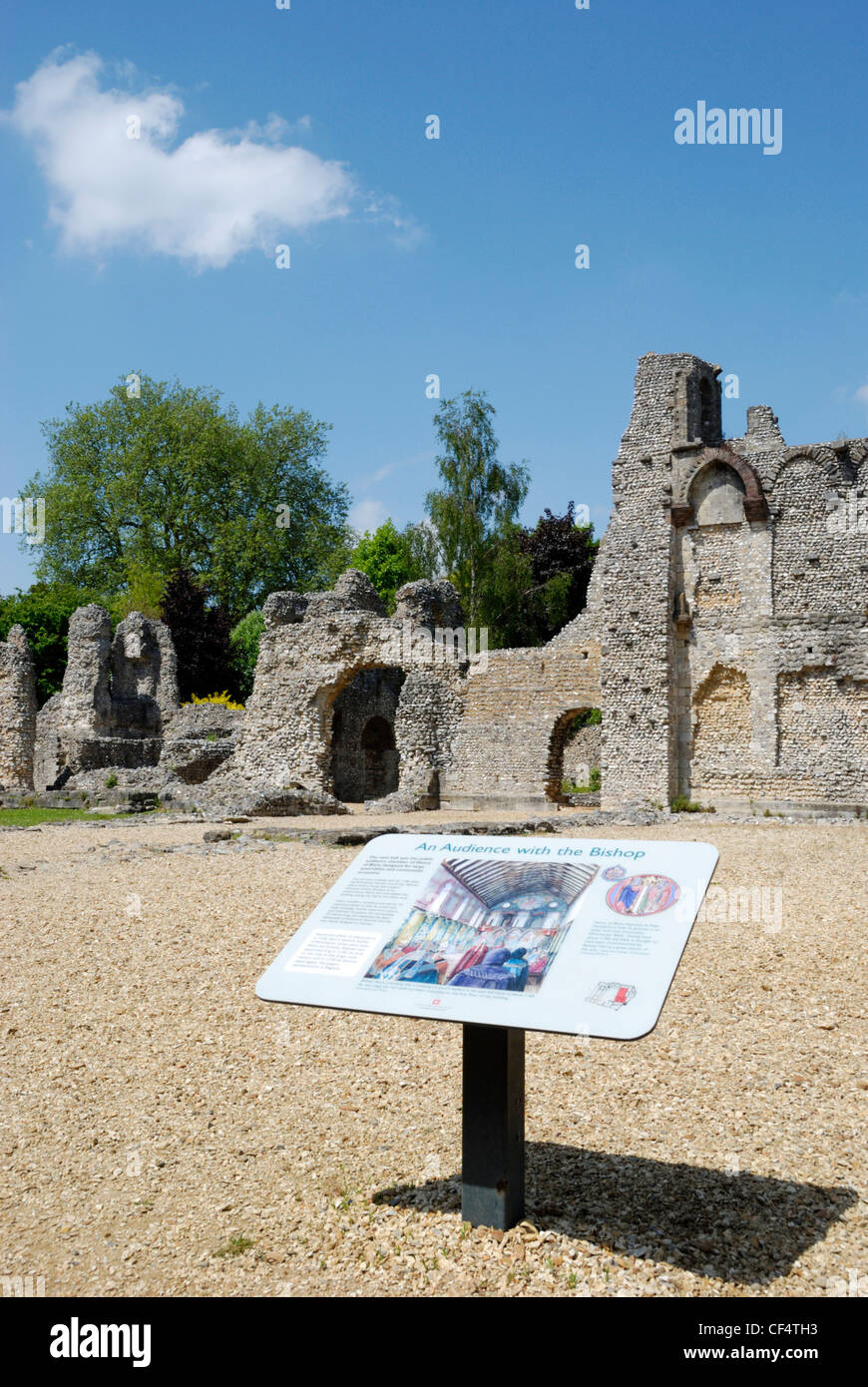 An information board in Wolvesey Castle (old Bishop's Palace), former ...