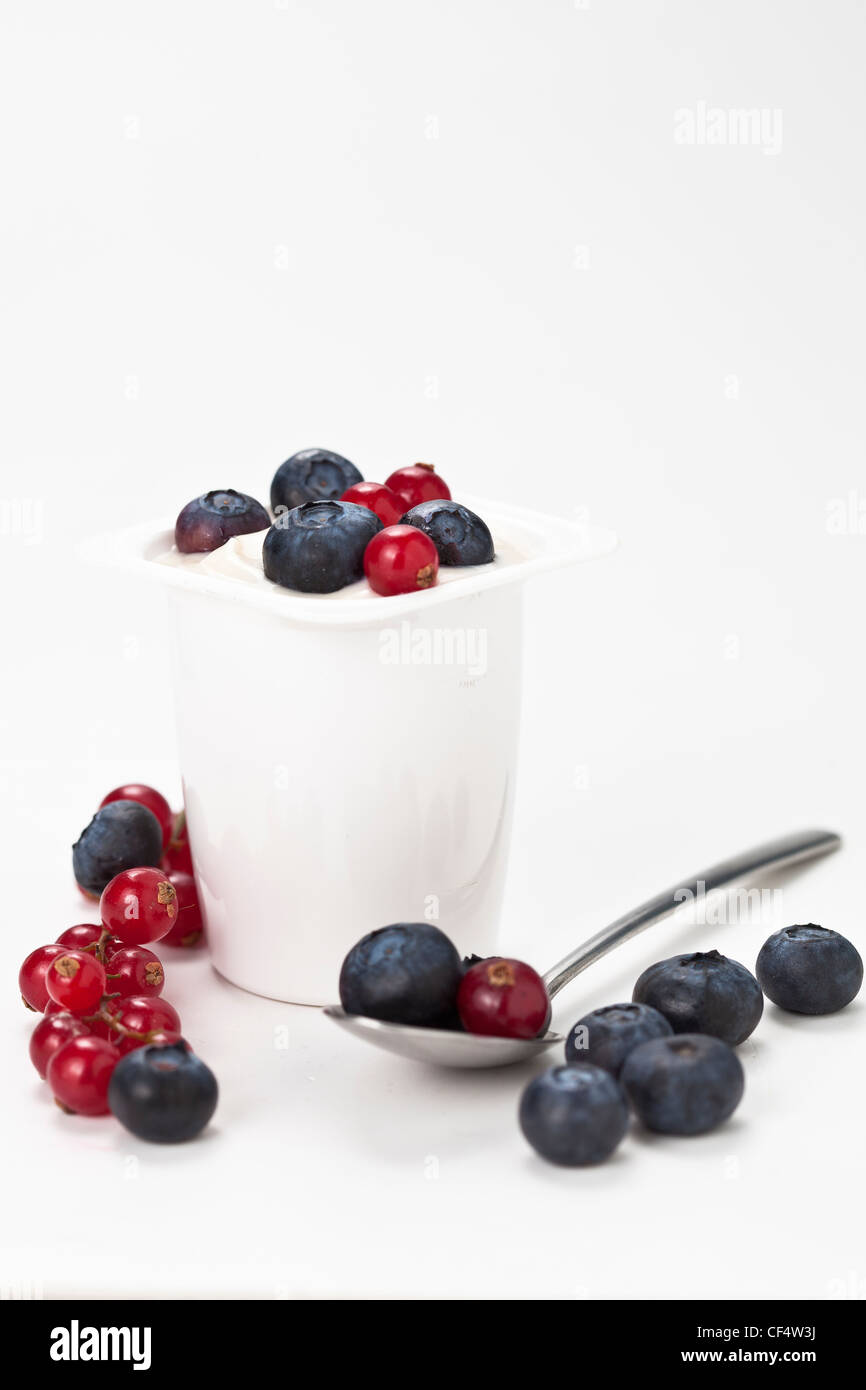 yogurt in plastic box container over white background Stock Photo - Alamy