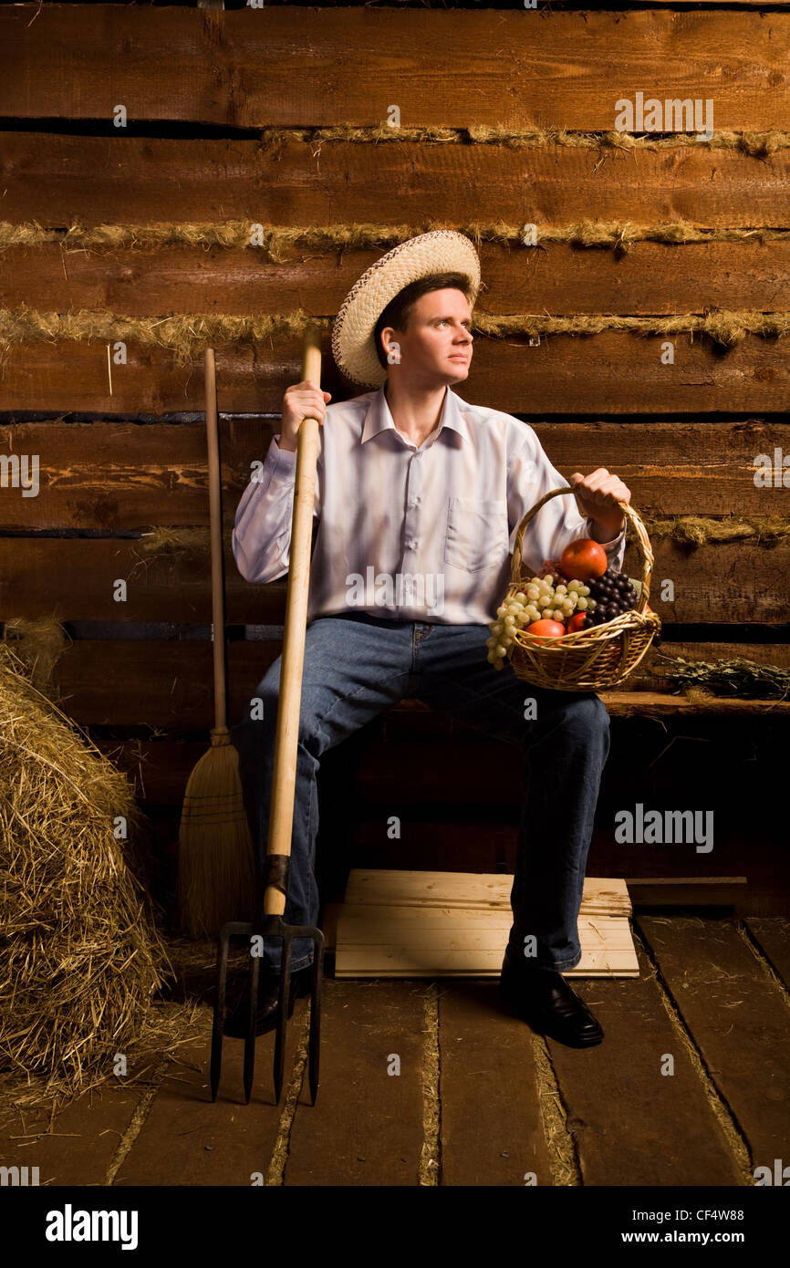 Cowboy with pitchfork hi-res stock photography and images - Alamy