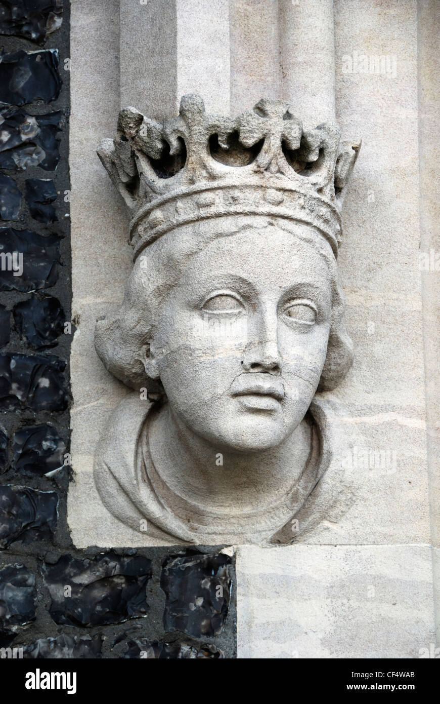 The bust of a king outside Church of St John the Baptist, Croydon ...