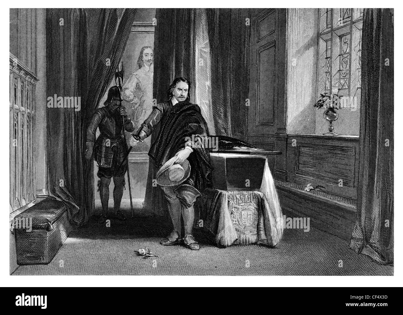 Cromwell viewing the body of Charles I Stock Photo - Alamy