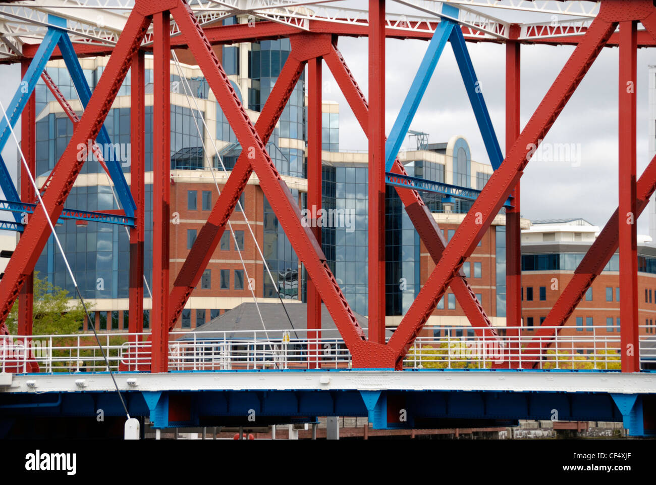 The Detroit Bridge at Salford Quays. The bridge was formerly a twin ...