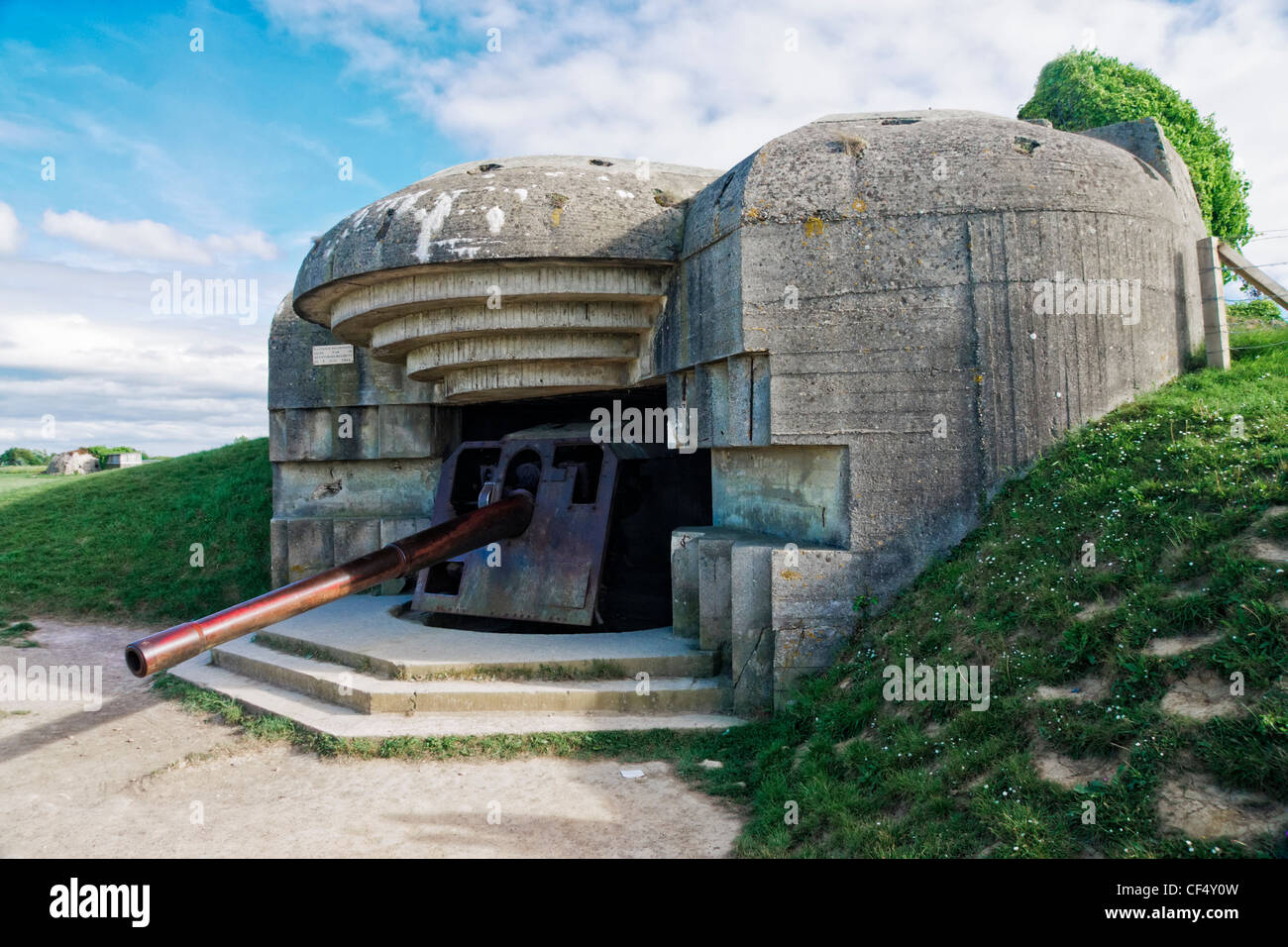 Normandy, France. German Naval Gun at the Longues sur mer costal ...