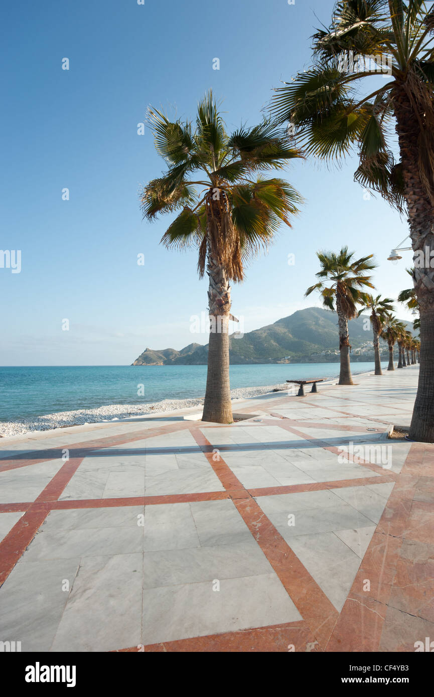 Sunny Albir beach promenade, Costa Blanca, Alicante, Spain Stock Photo ...