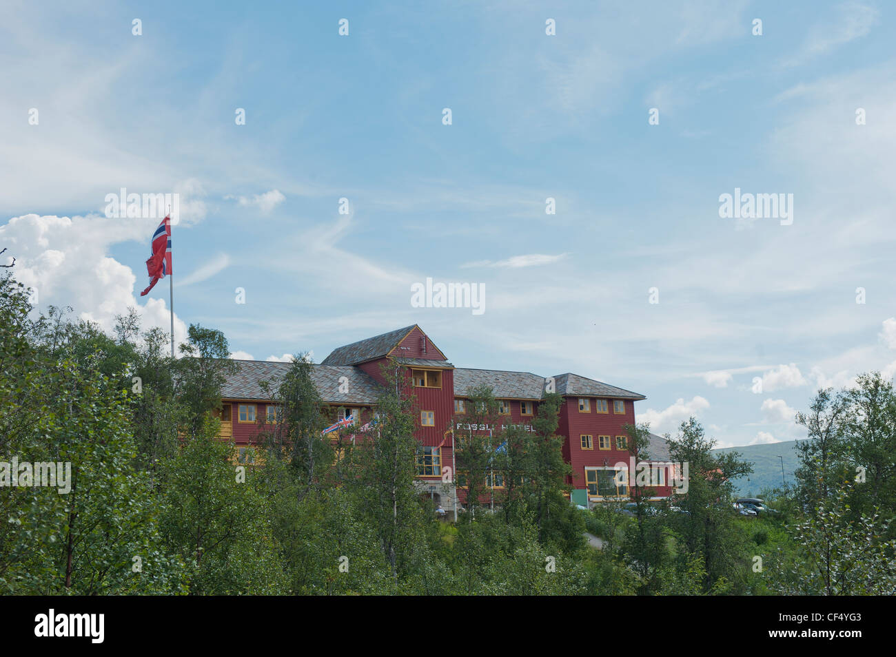 Fossli Hotel near Voringsfossen Waterfall in Eidjford, Norway Stock ...