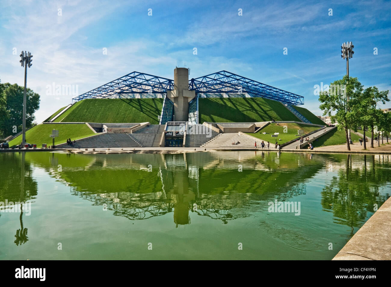 Paris, France. The palais omisports arena at Bercy, reflecting in the ...