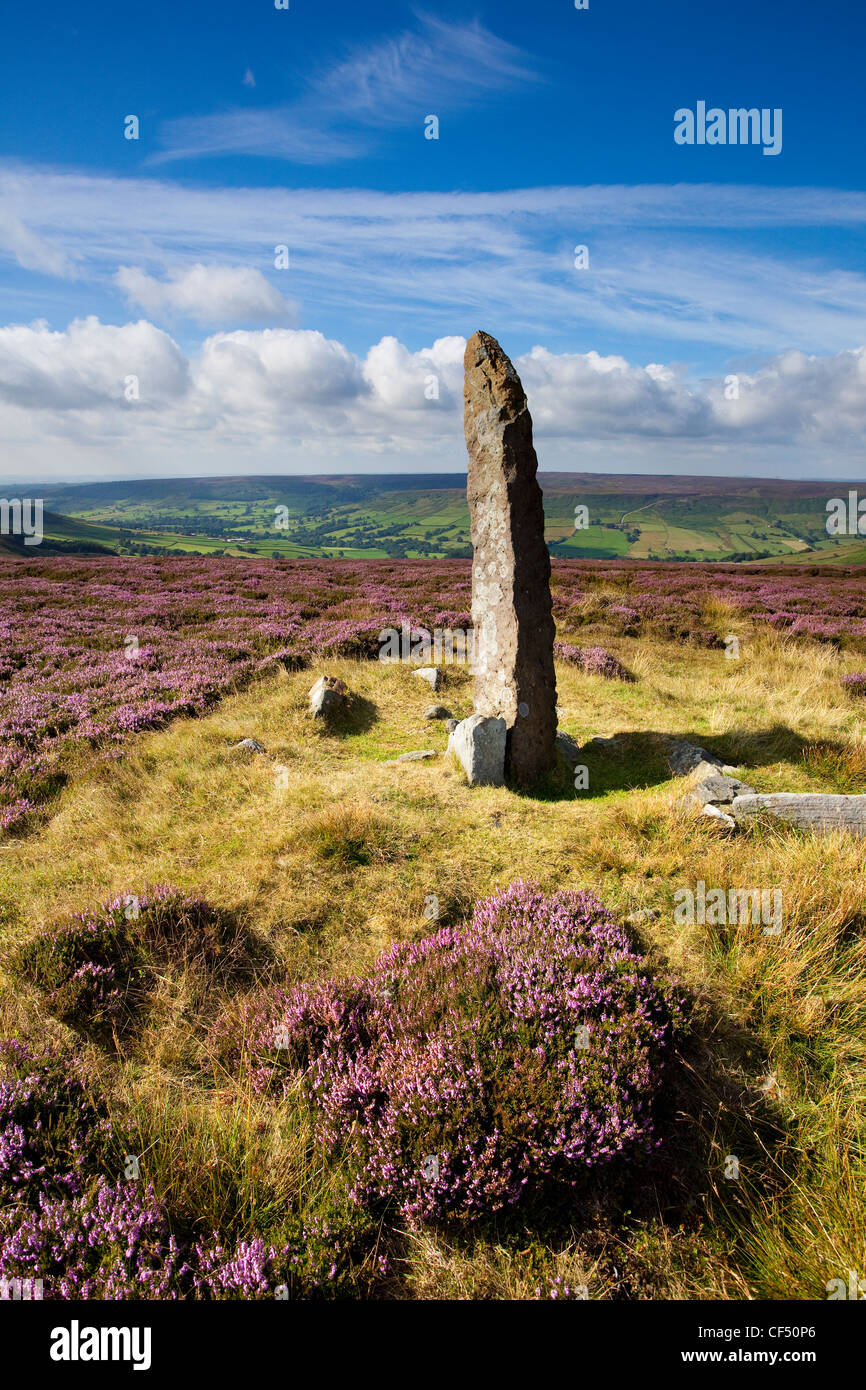 Standing Stone overlooking Farndale on Blakey Ridge in the North York ...