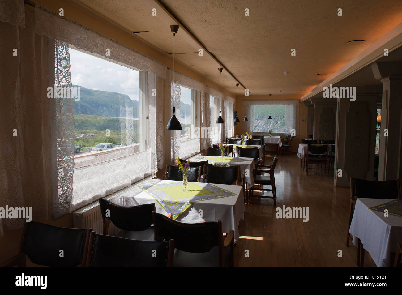 A room inside the Fossli Hotel near the Voringsfossen Waterfall in ...