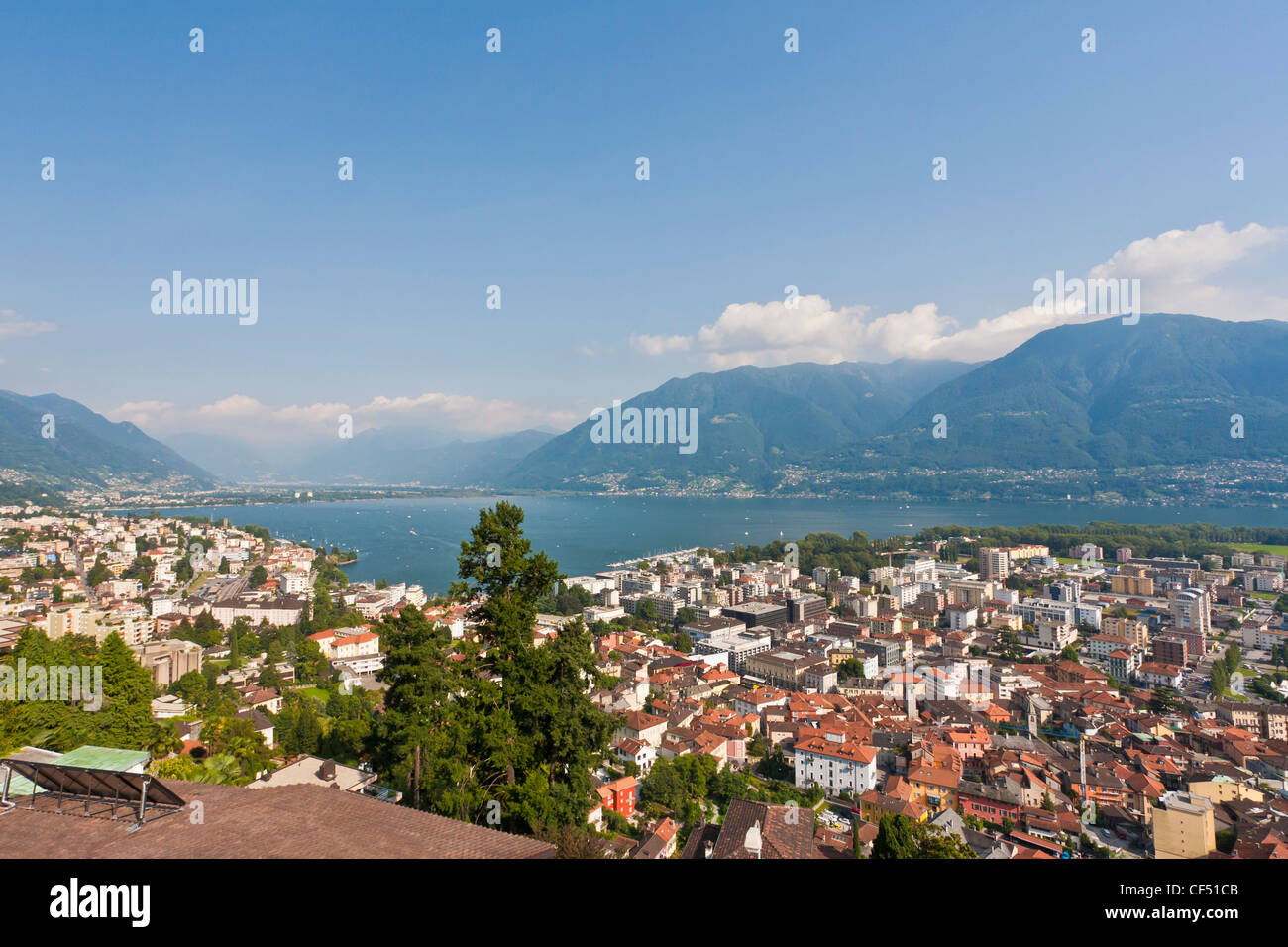 Switzerland, Ticino, View of Locarno with Lake Maggiore Stock Photo - Alamy