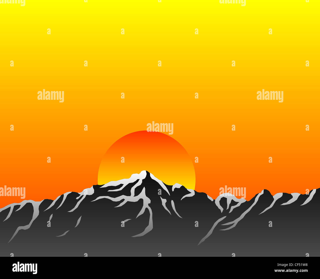 Mountains with sun Stock Photo - Alamy