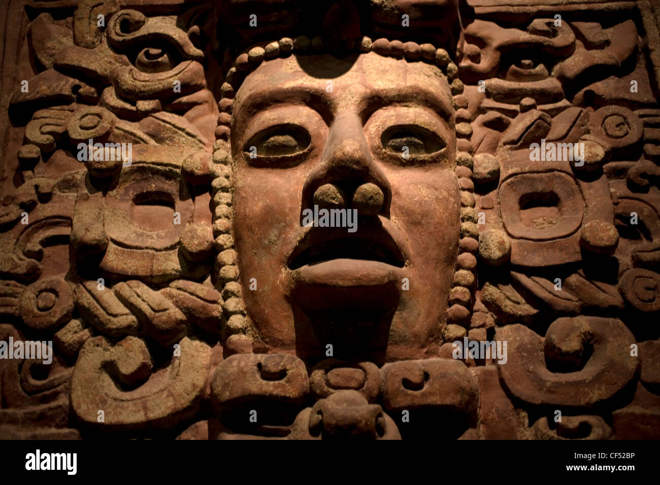 Detail of a Mayan plaster frieze in the National Museum of Anthropology ...