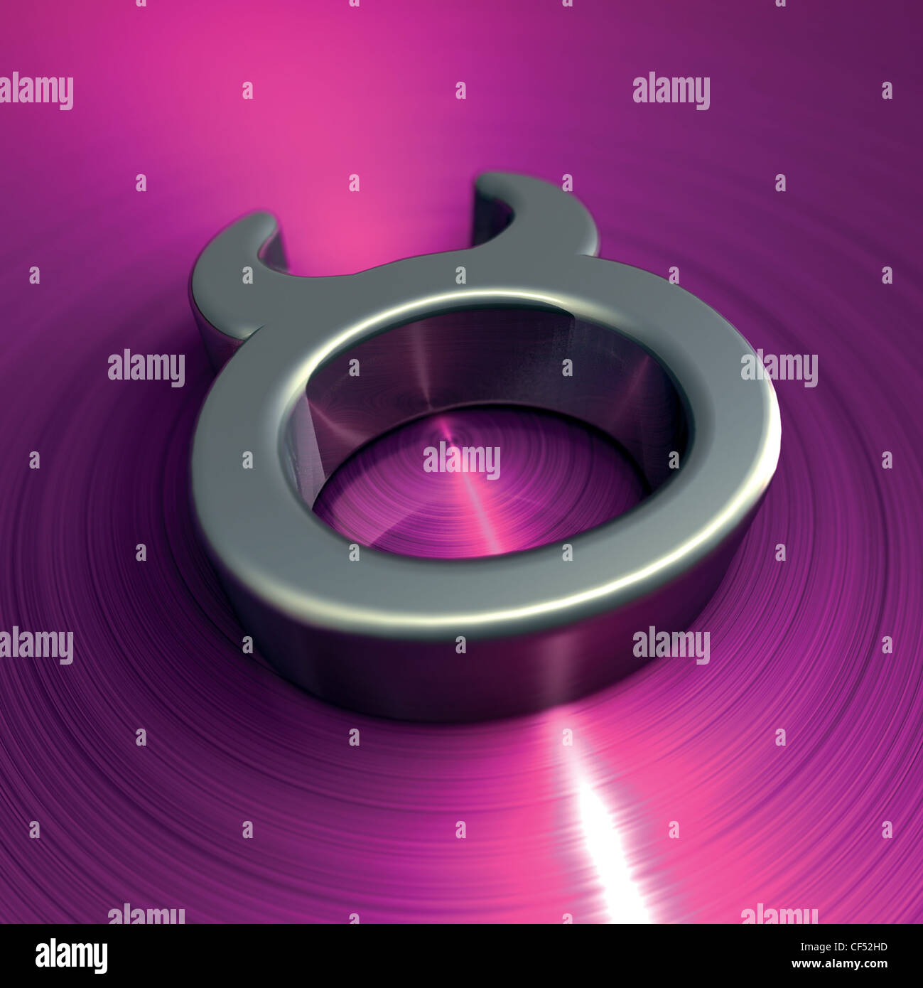 Horoscope GlyphsSilver Taurus symbol on a pink colour background Stock ...