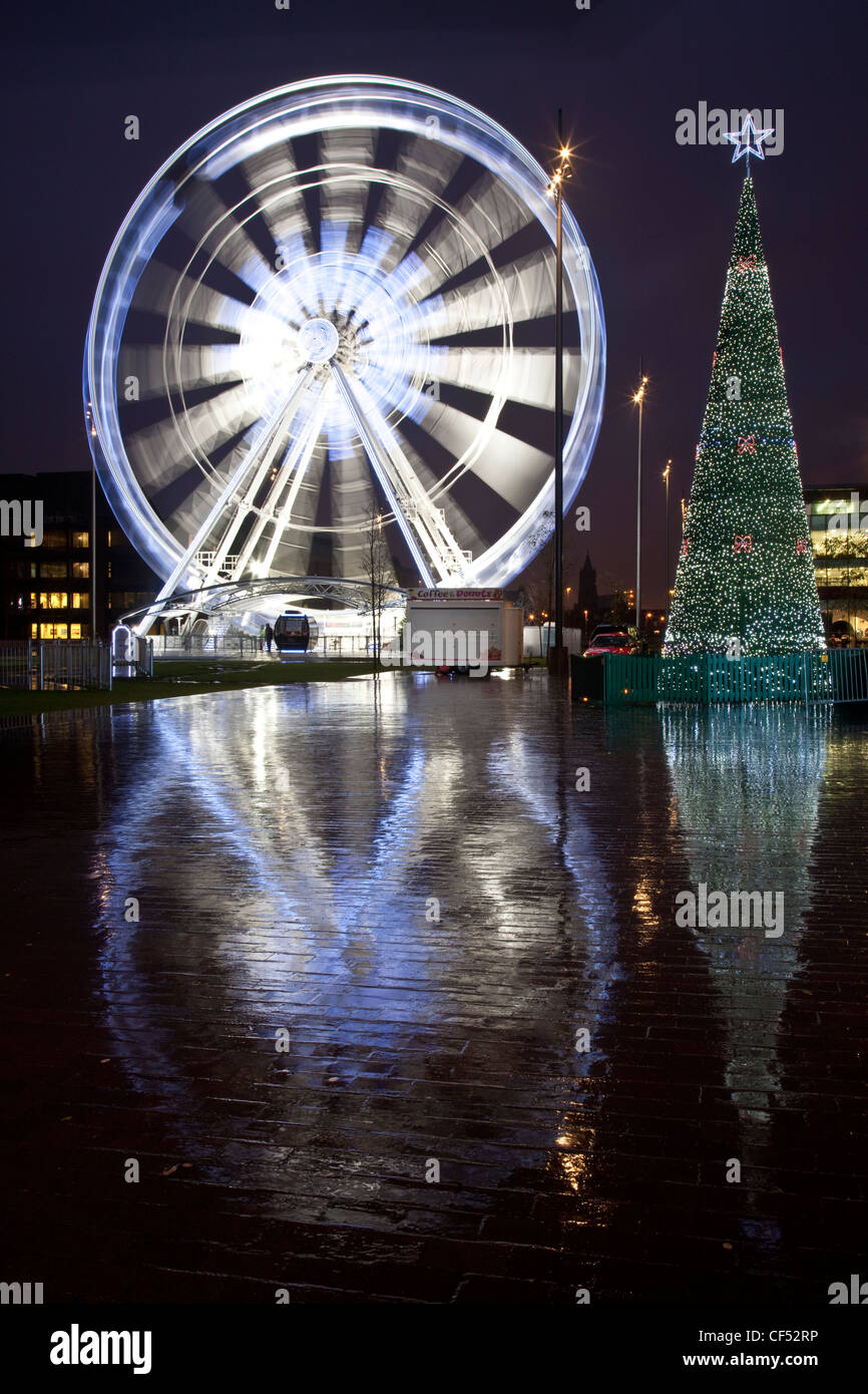The Middlesbrough Wheel and Christmas tree in the centre of the city ...