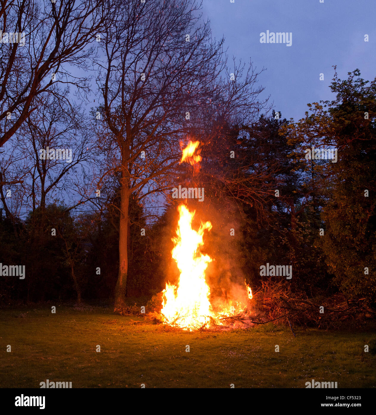 bonfire in evening Stock Photo - Alamy