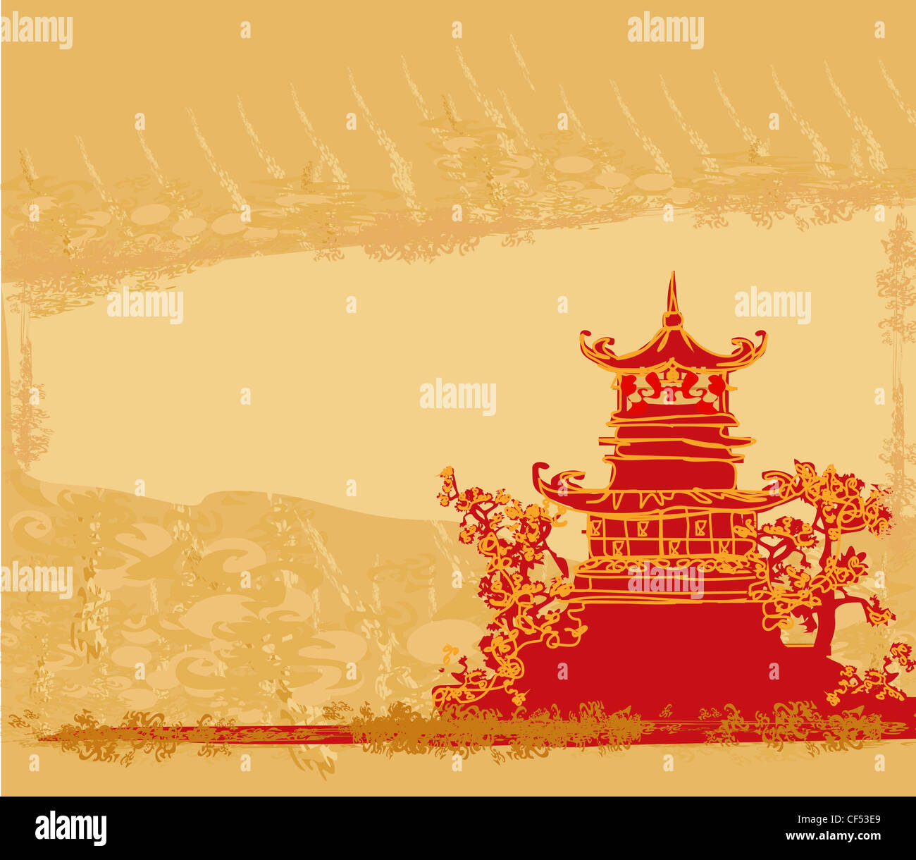 old paper with Asian Landscape Stock Photo - Alamy