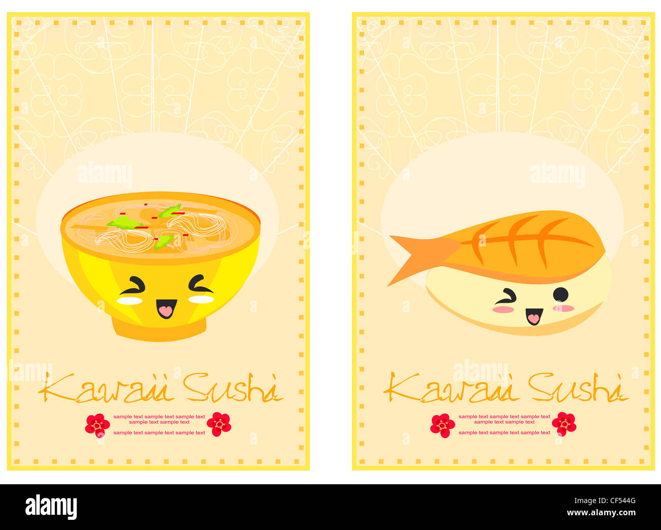 cute sushi cartoon illustration - vector card Stock Photo - Alamy