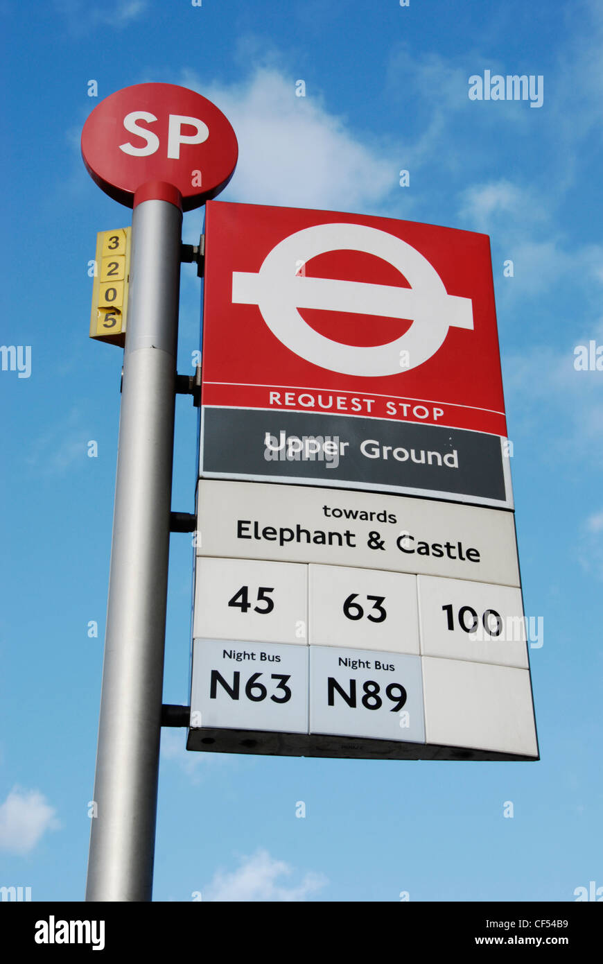 A London bus stop sign in Southwark Stock Photo: 43753789 - Alamy