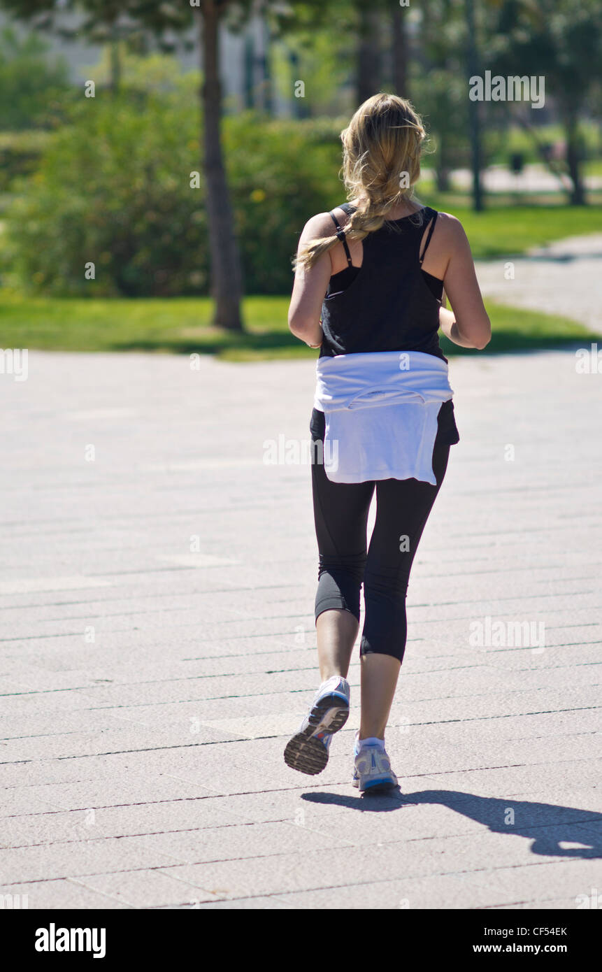 Footing girl in Valencia spring lifestyle. Spain. Europe Stock Photo ...