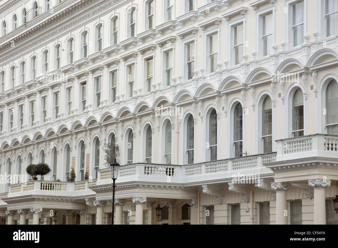 Exterior of elegant Georgian and Victorian white stone architecture in ...