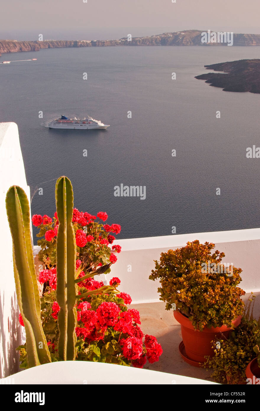 View of Aegean Sea and the island of Santorini from Imerovigli ...