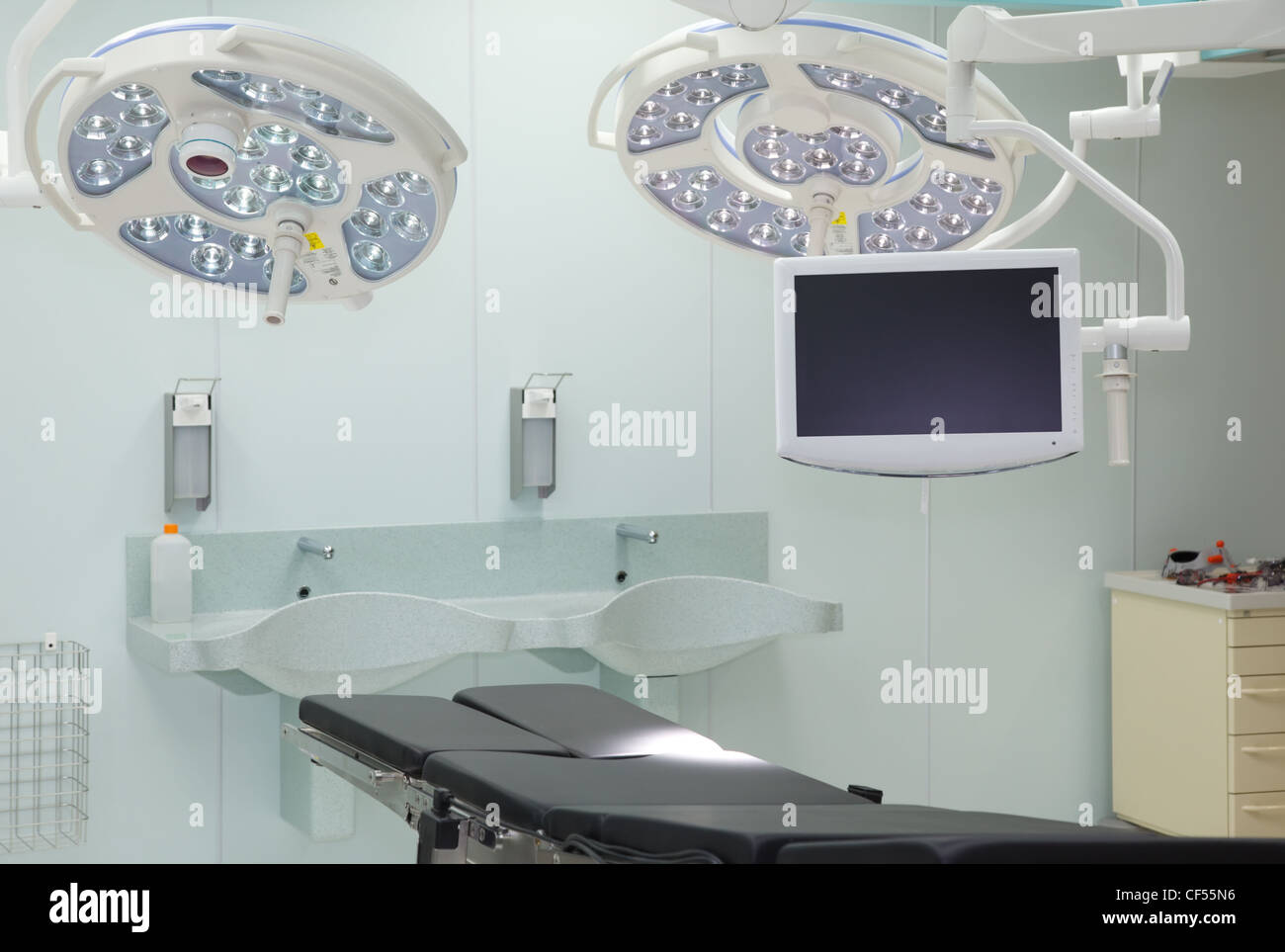 Equipment for the operating room. Special lamps, monitor and desk Stock ...