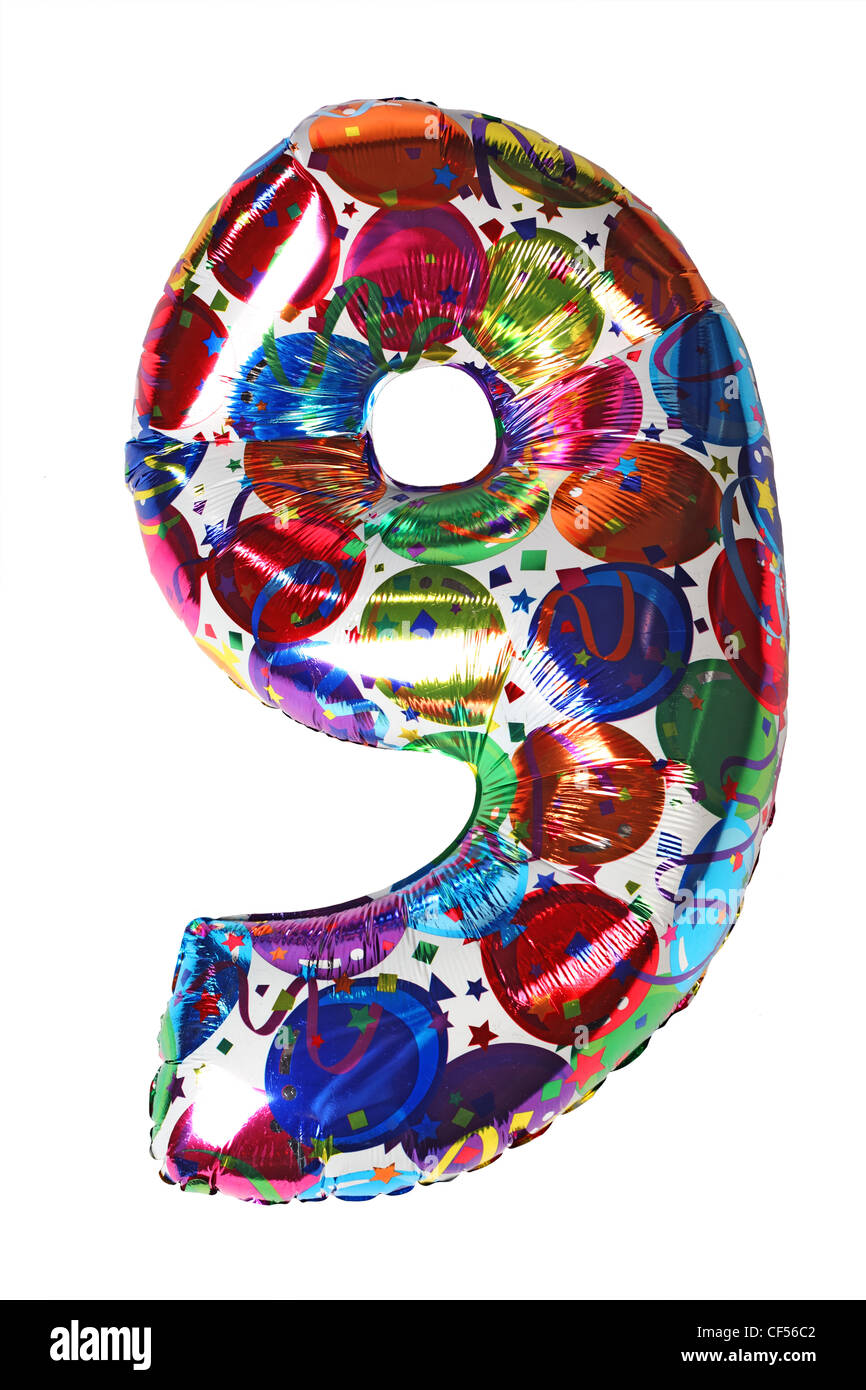 colorful gelium balloon shape number nine for birthday celebrity ...